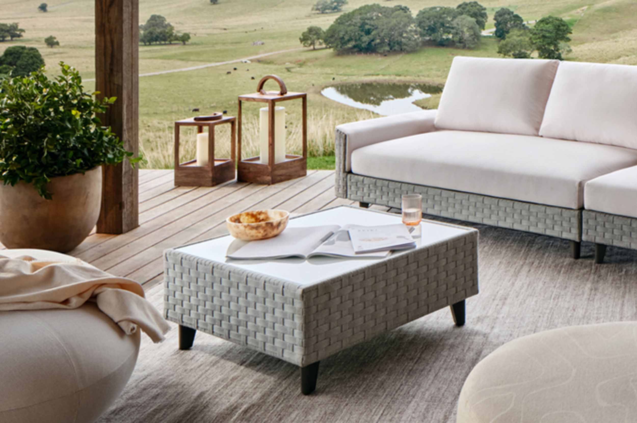 Delta Outdoor Coffee Table with Glass Top