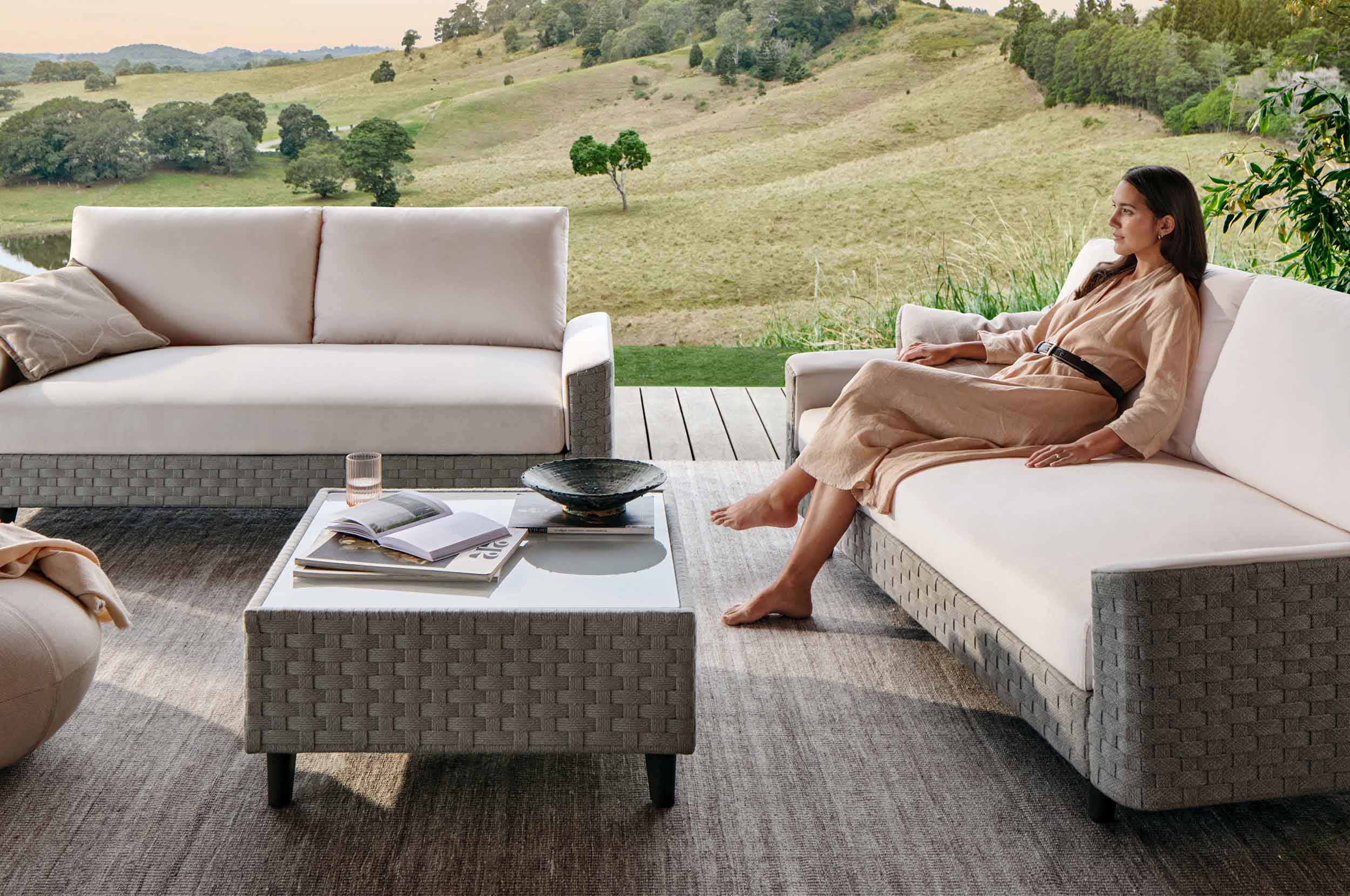 Delta Outdoor Coffee Table with Glass Top