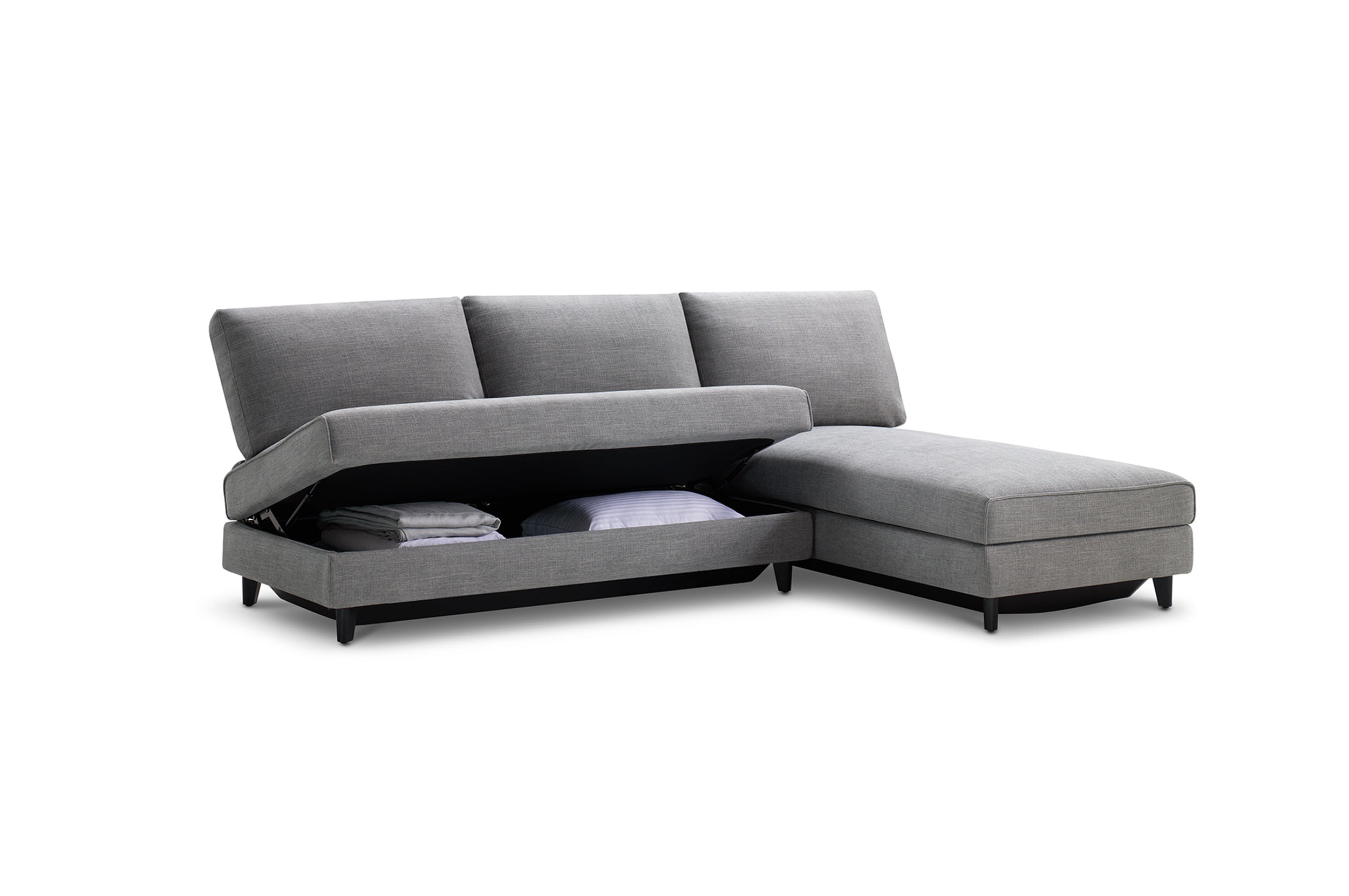Delta Sectional Armless Sofa with Chaise and Storage