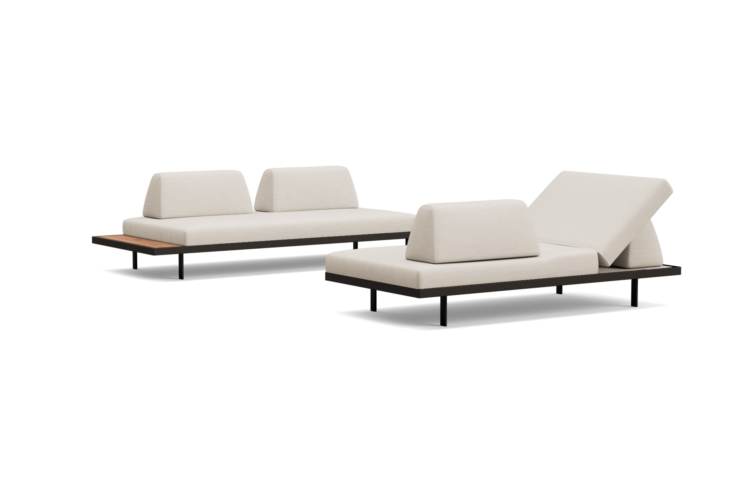 Plateau Outdoor 2 Seater Sun Lounge and 2 Seater Sofa with Shelving