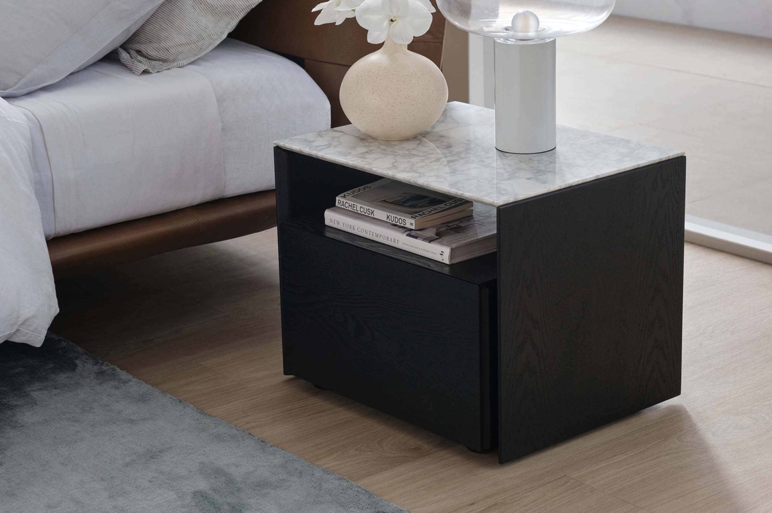 Black nightstand marble top store