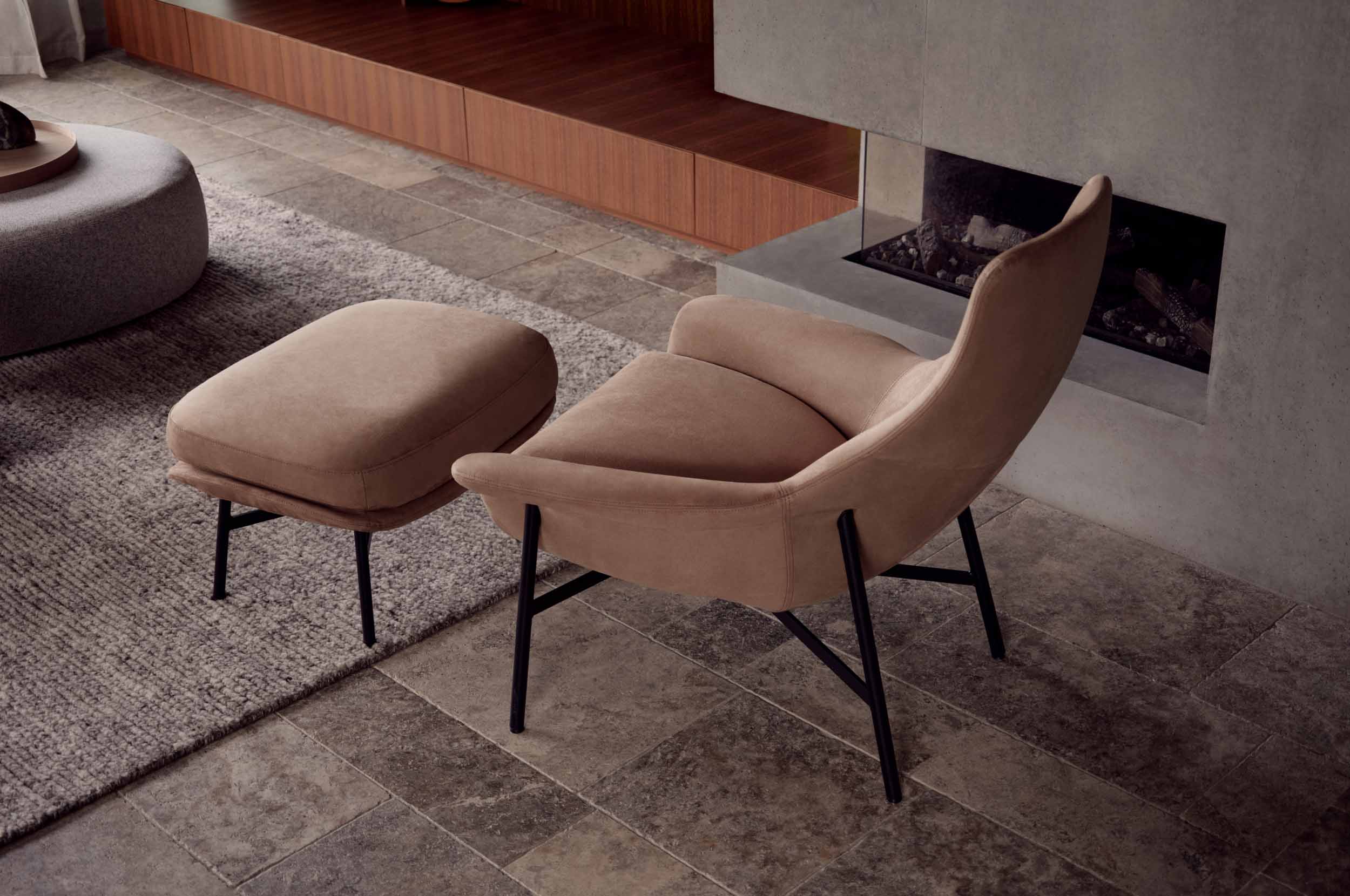 Seymour Mid Back Fixed Chair and Footstool Package