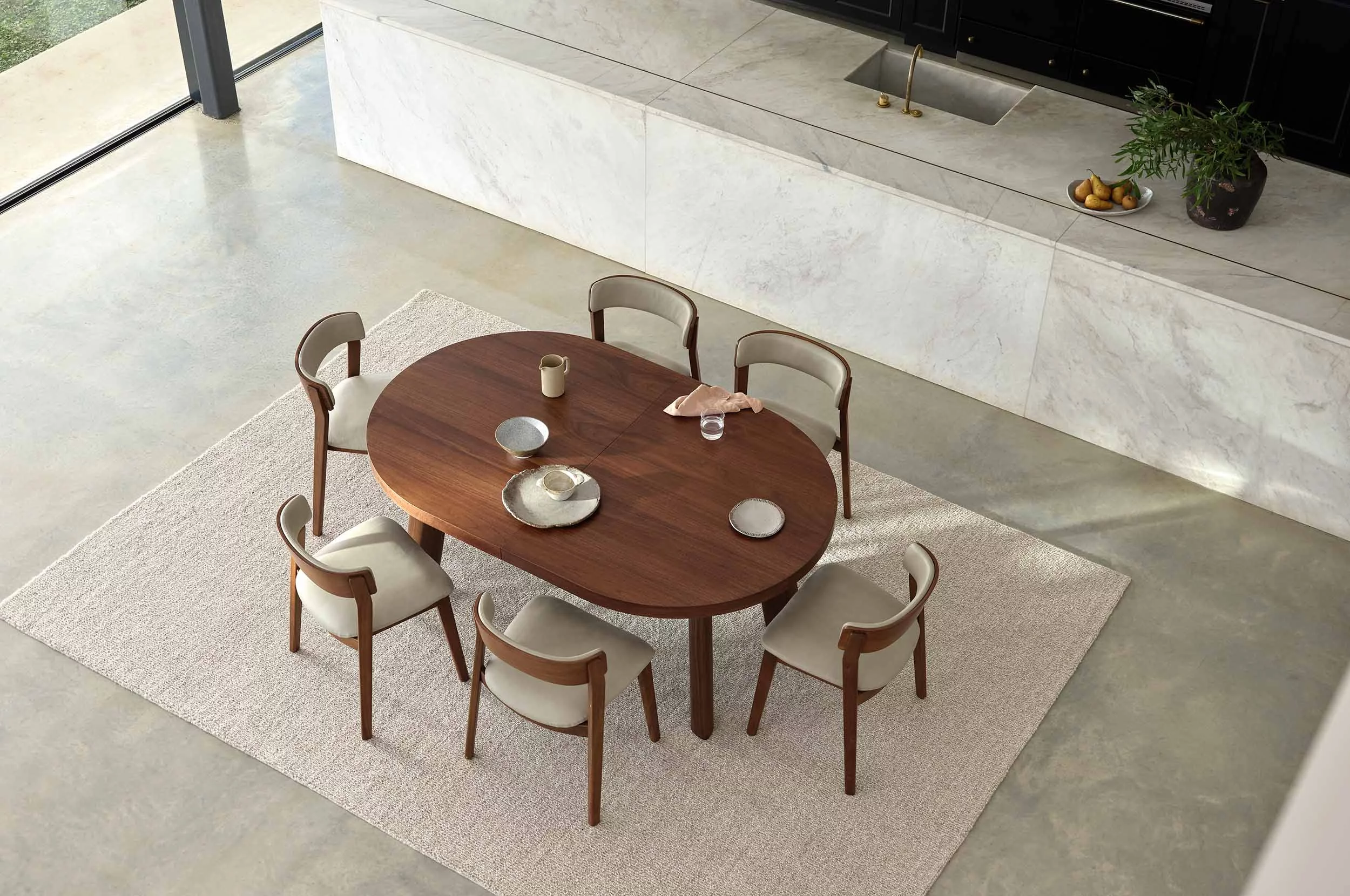 oblong extending dining table